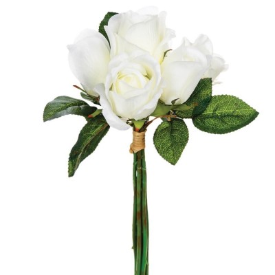 BOUQUET DE 7 ROSES BLANCHES 30 CM