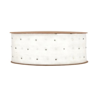 RUBAN STRASS DIAMANTS 4CMX20M BLANC