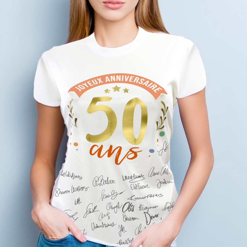 T-SHIRT À DÉDICACER POLYESTER 50ANS FEMME T-SHIRT À DÉDICACER POLYESTER 50ANS FEMME